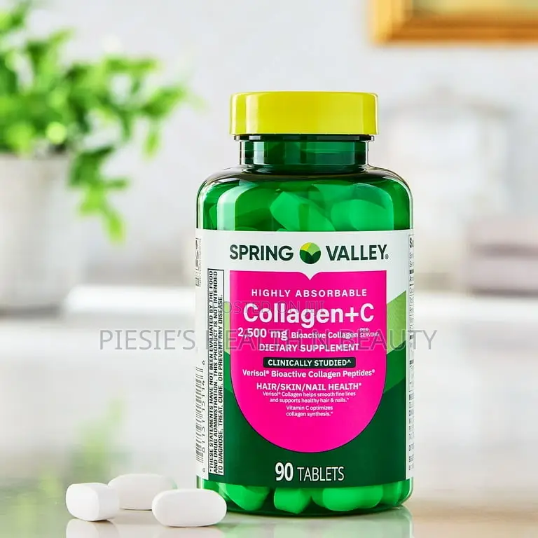 Spring Valley Collagen + C Tablet,Hair/Skin/Nail Health, 2,500 Mg, 90s ...