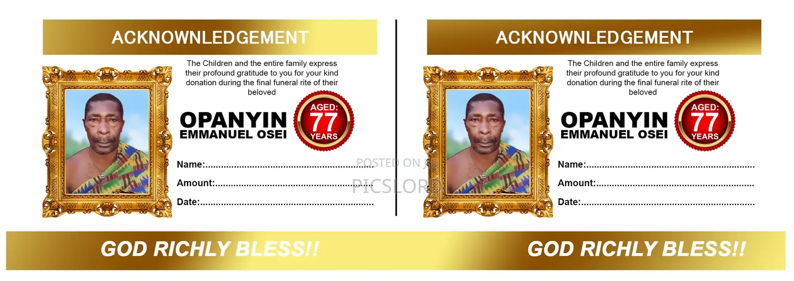 Funeral Receipt Book in Accra New Town - Printing Services, Samuel ...