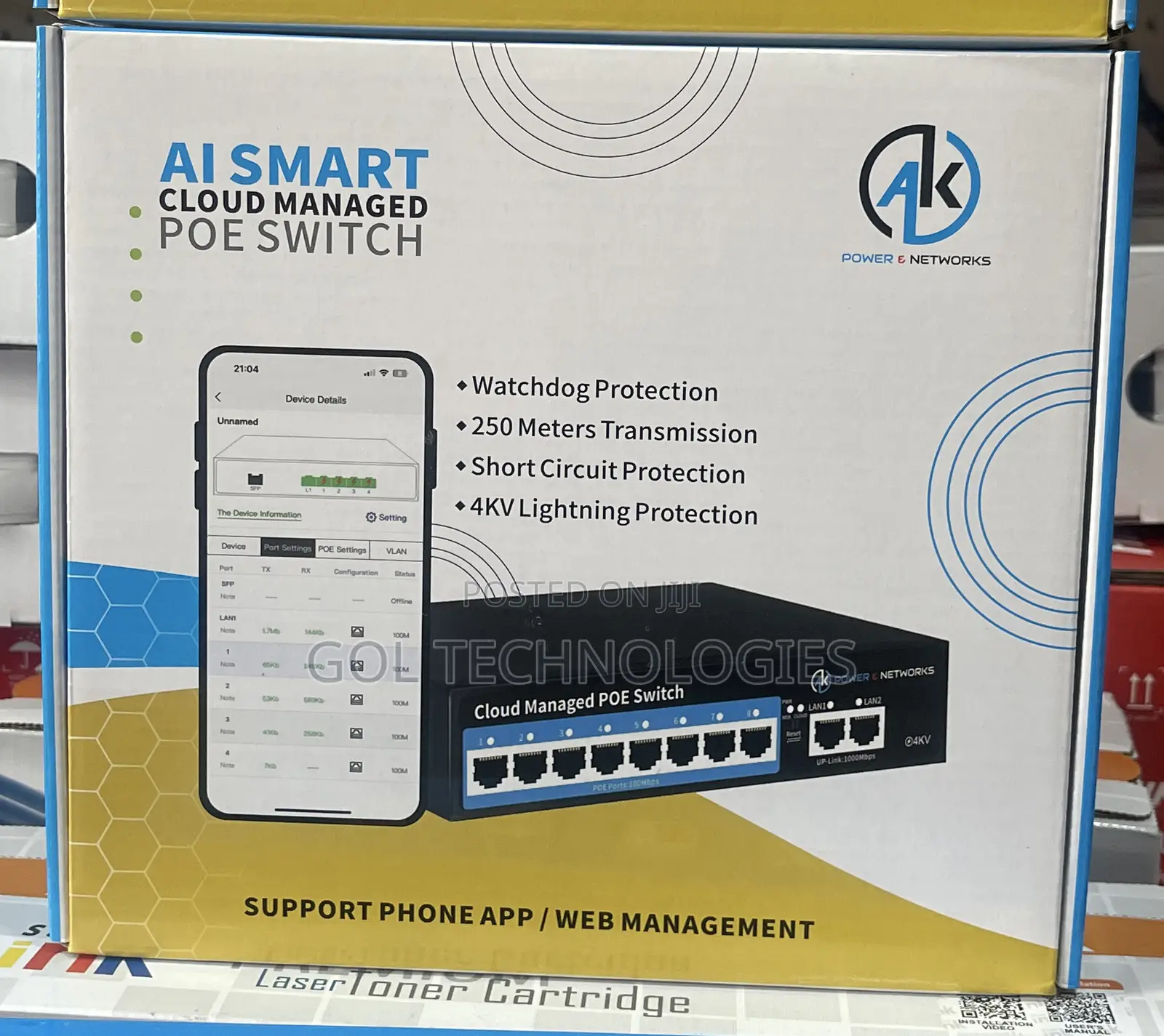 8 Port Poe Switch Ai Smart Cloud Managed Poe Switch 250 Meters Transmi ...