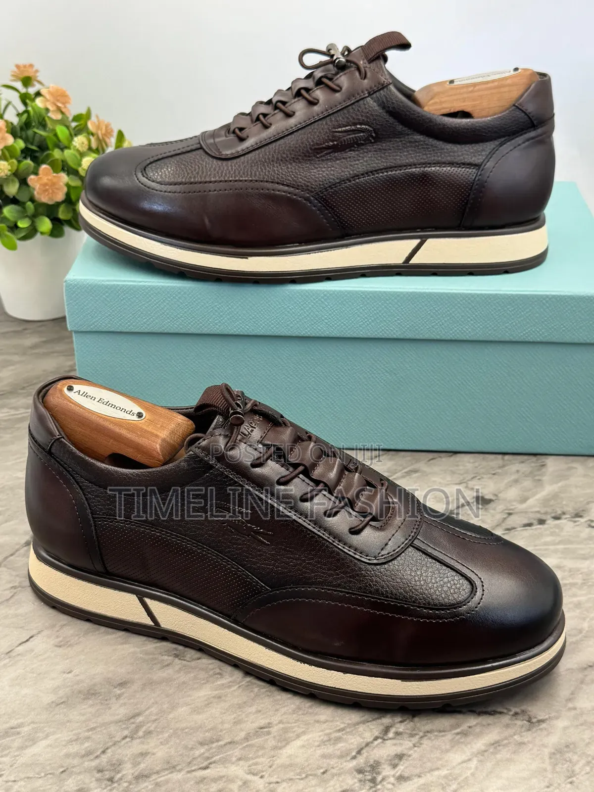 Coffee Brown and White Lacoste Men's Leather Sleek Sneakers in Accra ...