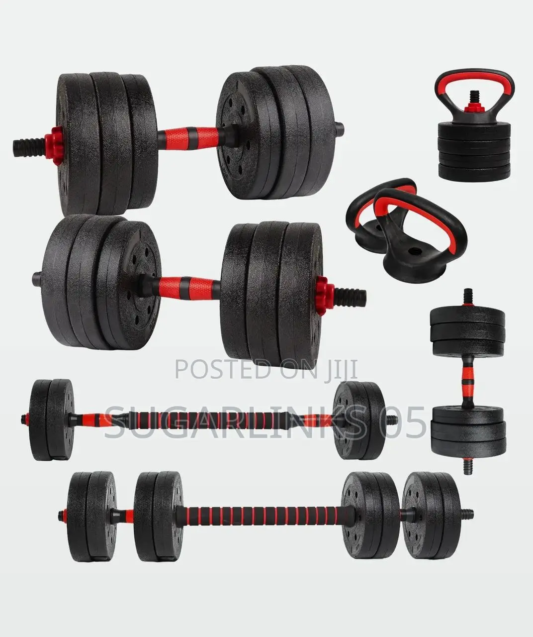 30kg Adjustable Gym Dumbbell Set + Free Barbell Rod in Tema ...