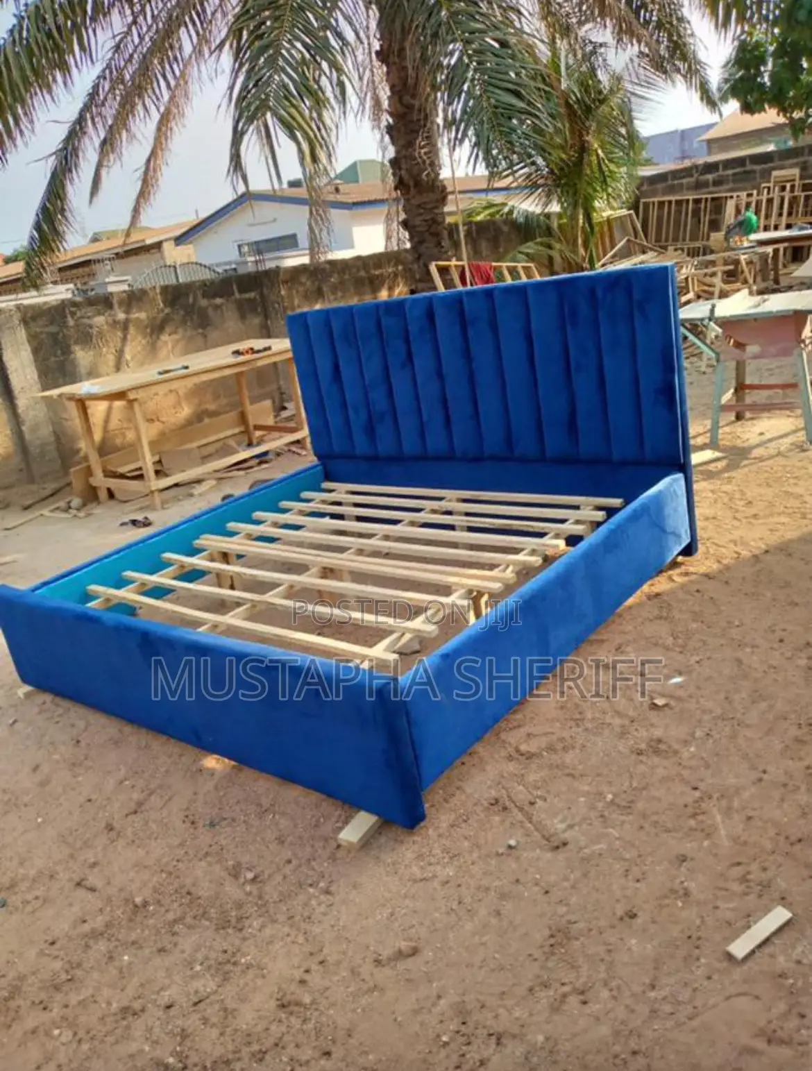 This Is a Bold Modern Upholstered King Size in a Rich Royalblue Fabric ...