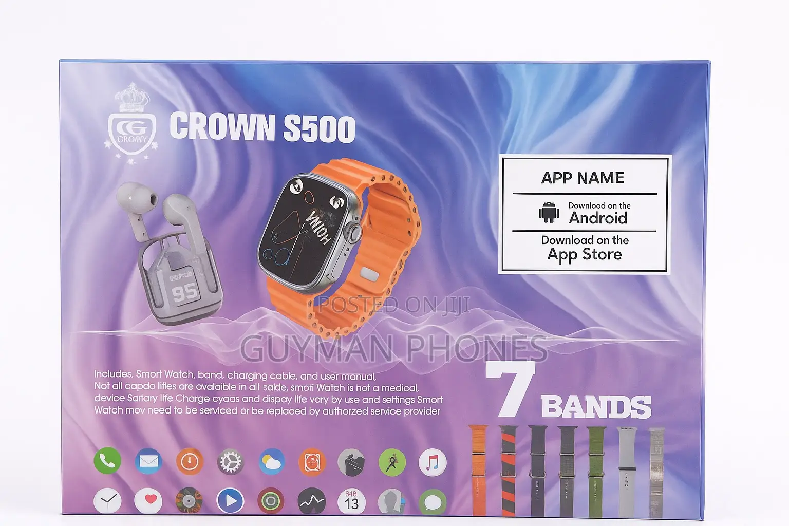 Crown S500 Smartwatch in Circle - Smart Watches, Guyman Wrld | Jiji.com.gh