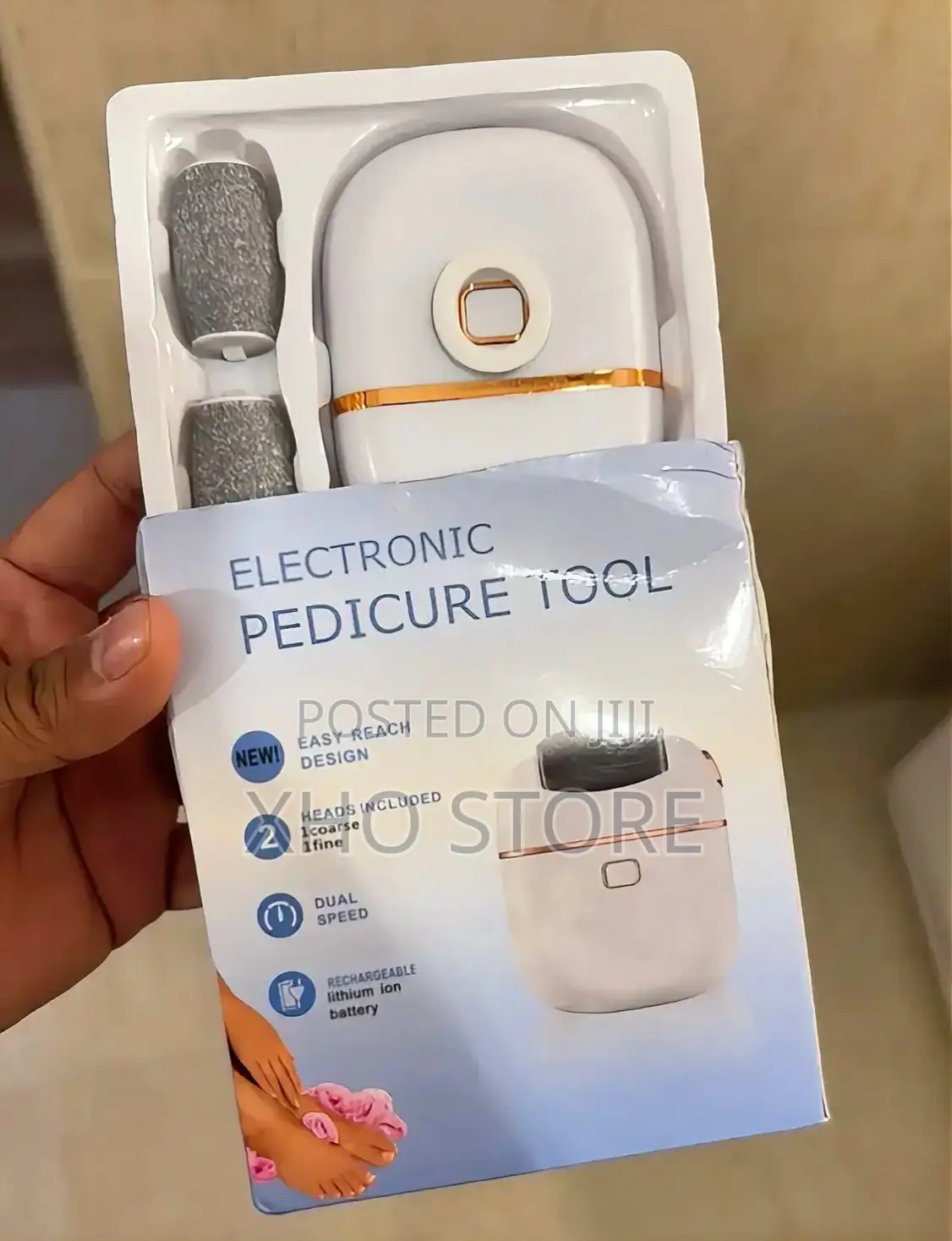 Usb Charged Foot Scrubber Set With 3 Replaceable Roller Heads-Pedicure ...