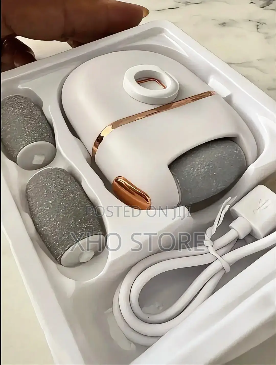 Usb Charged Foot Scrubber Set With 3 Replaceable Roller Heads-Pedicure ...