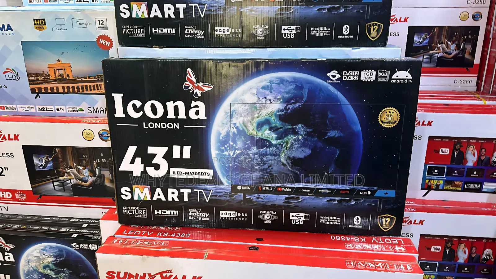 Icona London 43" Smart Android Led Tv| Bluetooth| Uk Brand|Voice Contr ...
