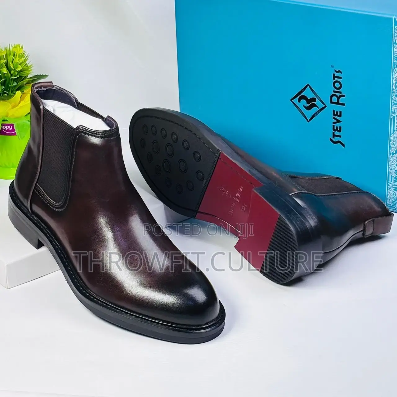 Steve Riots Coffee Leather Men's Elastic Boot in Accra Metropolitan - Shoes, Rasheed Mugeez ...