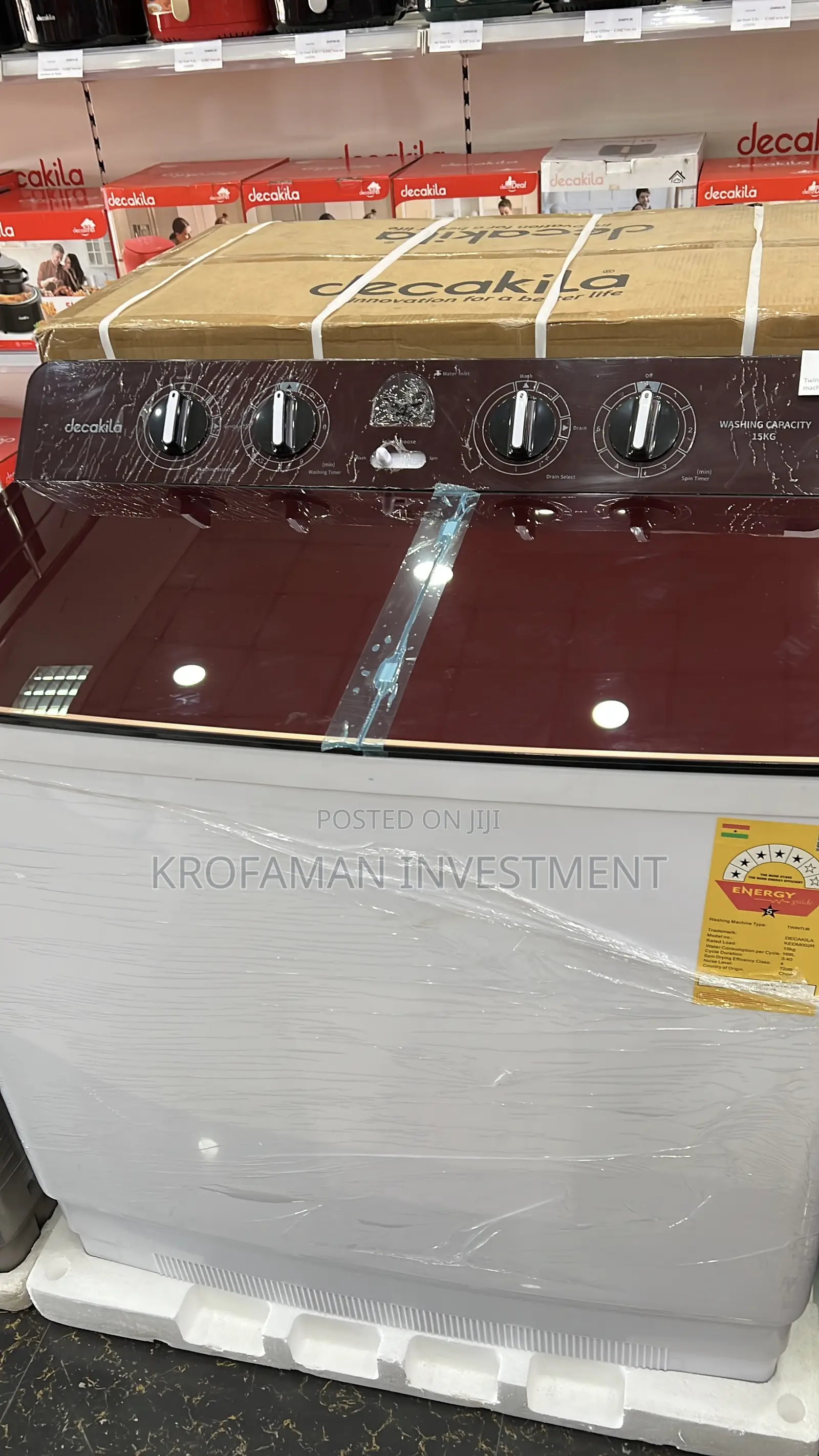 Decakila Kedm002r 15kg Twin Tub Semi-Automatic Washing Machi for sale ...