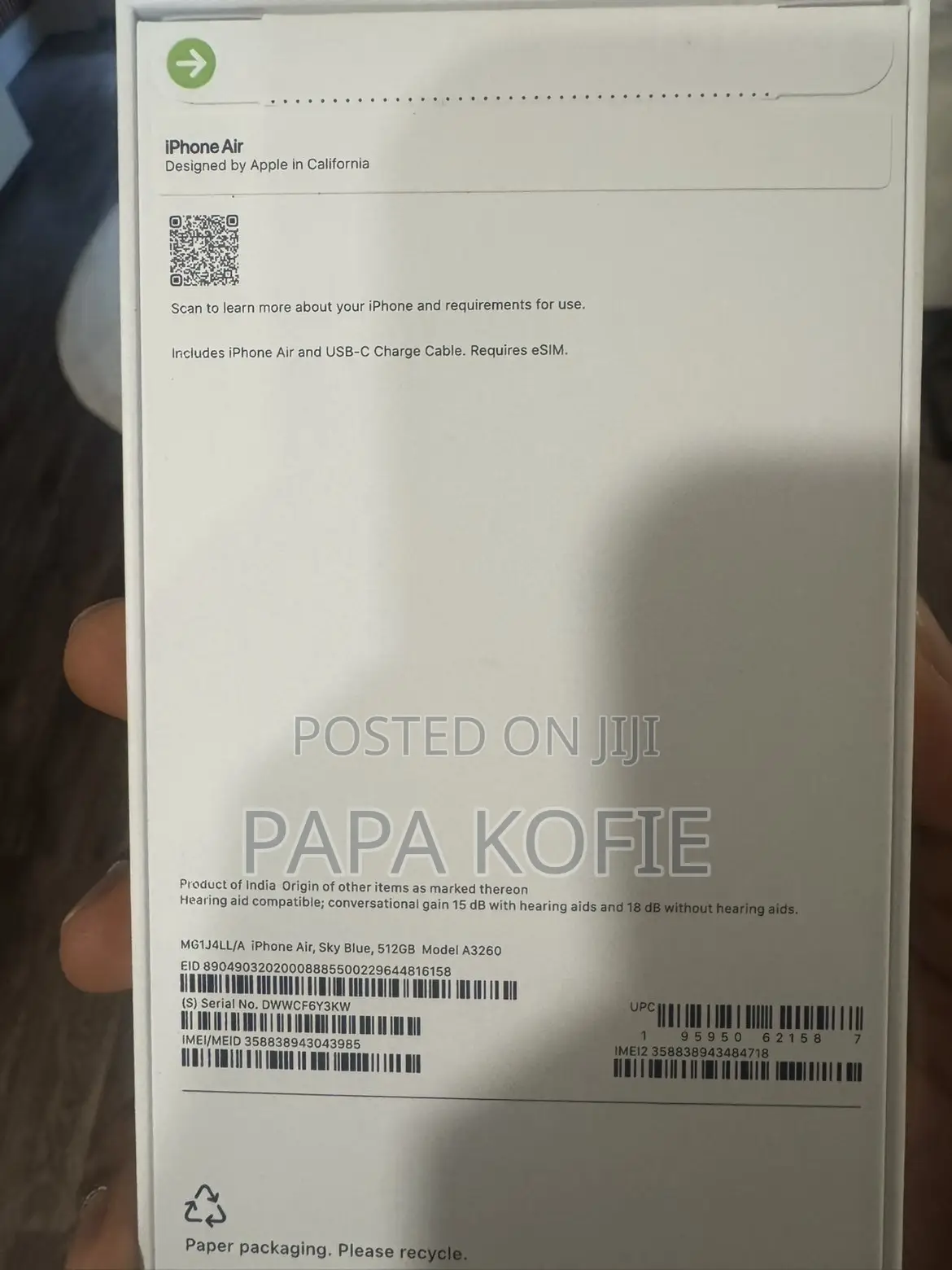 New Apple iPhone Air 512 GB White in Achimota - Mobile Phones, Papa ...