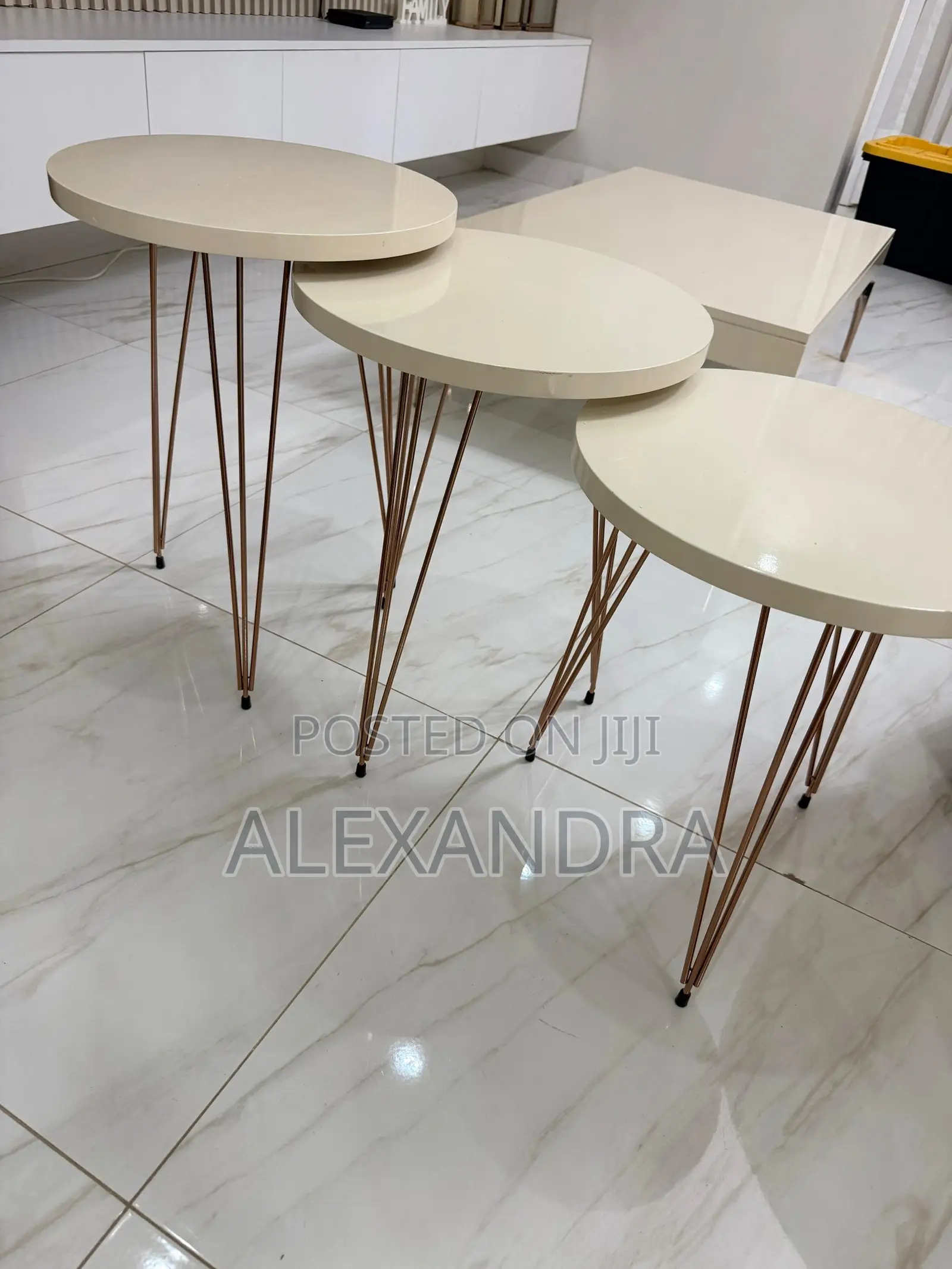 Center Table With Rose Gold Legs and 3 Nested Coffee Tables in Adenta ...