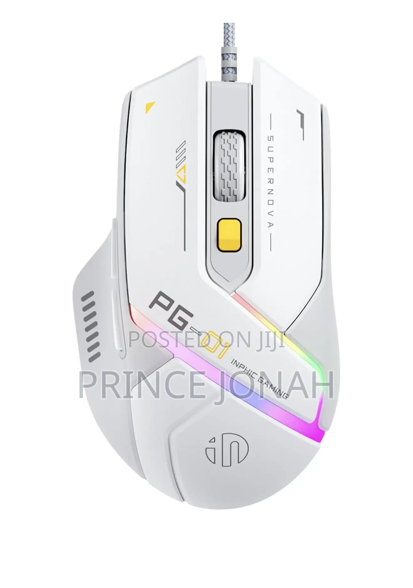 Inphic Pg1 Gaming, RGB Mouse Wired, 12800 Dpi Tracking,White Gray in ...