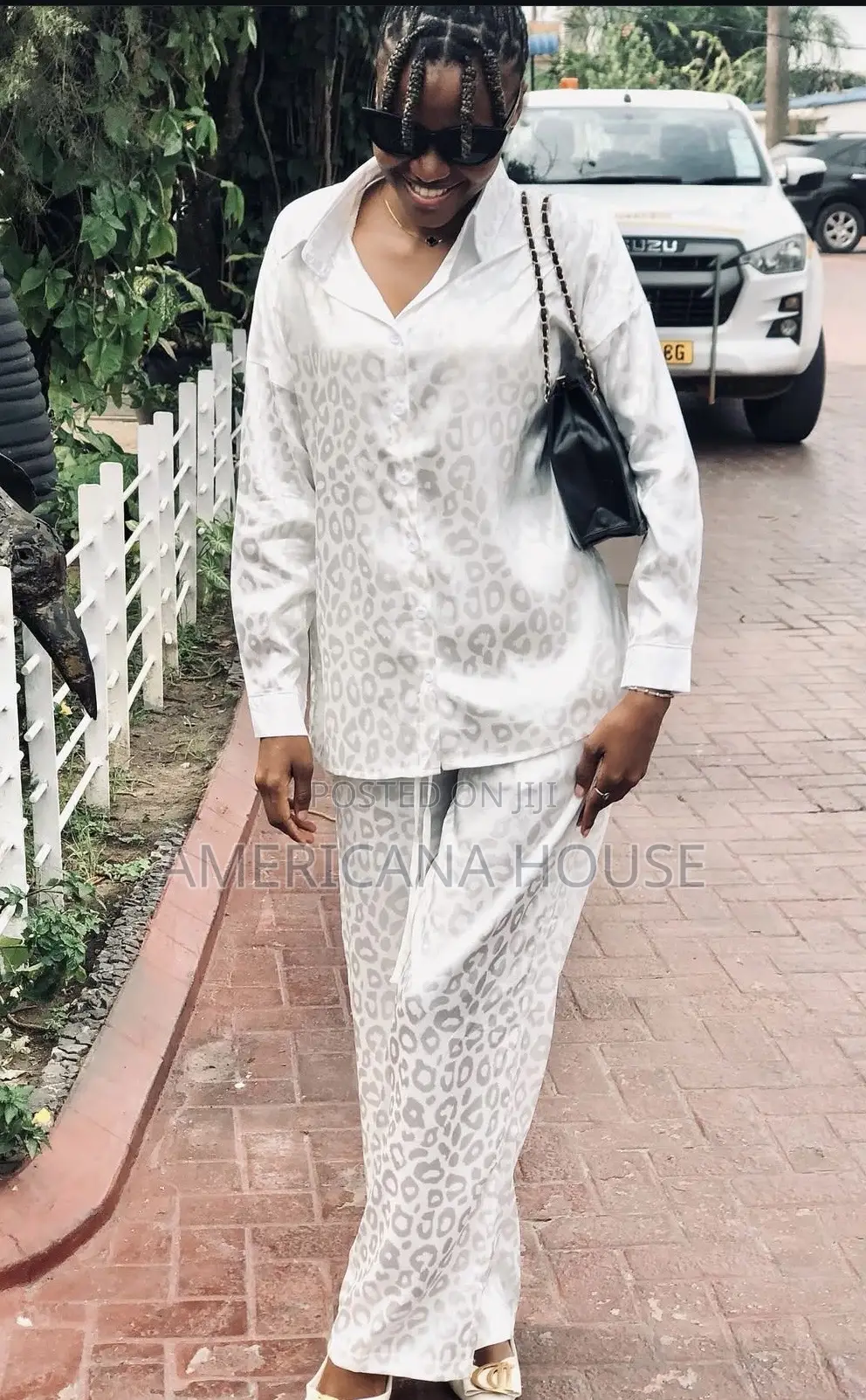 Warm White Silky Tonal Animal Print Set in Taifa-Burkina - Clothing ...