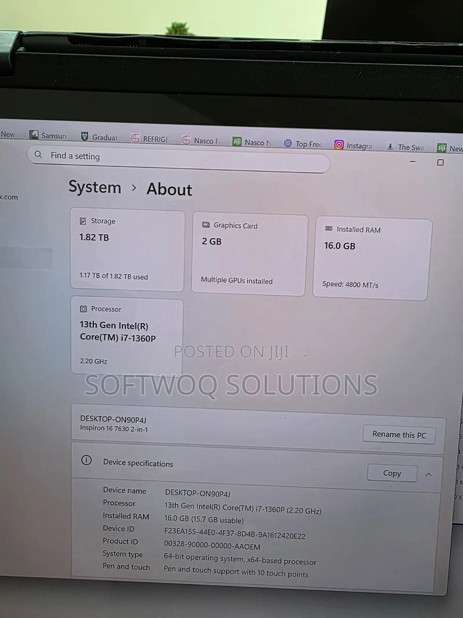 Laptop Dell Inspiron 16 7630 16GB Intel Core I7 SSD 1T in Madina ...
