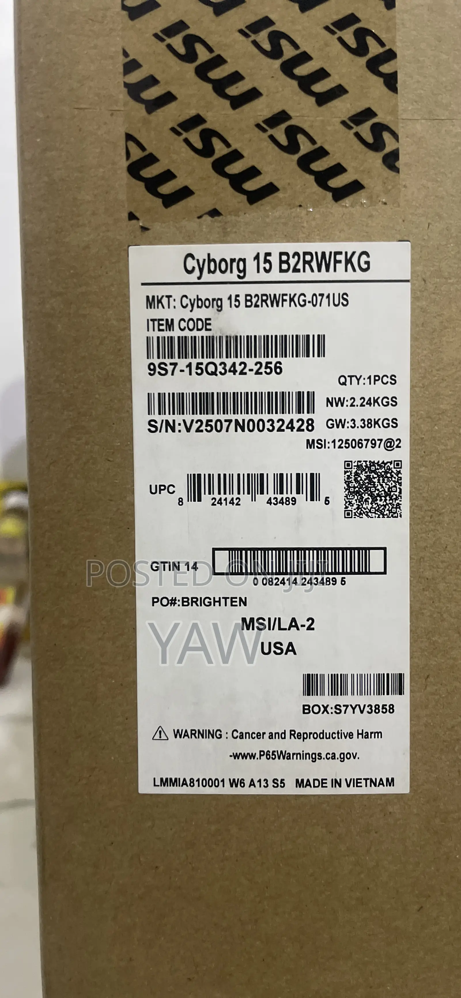 New Laptop MSI Cyborg 15 8GB Intel Core 7 SSD 512GB in Accra ...