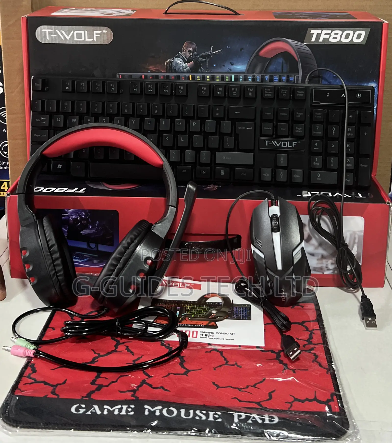 T-Wolf Tf800 4-in-1 Gaming Combo Keyboard/ Mouse/ Headset/ Mouse Pad in ...