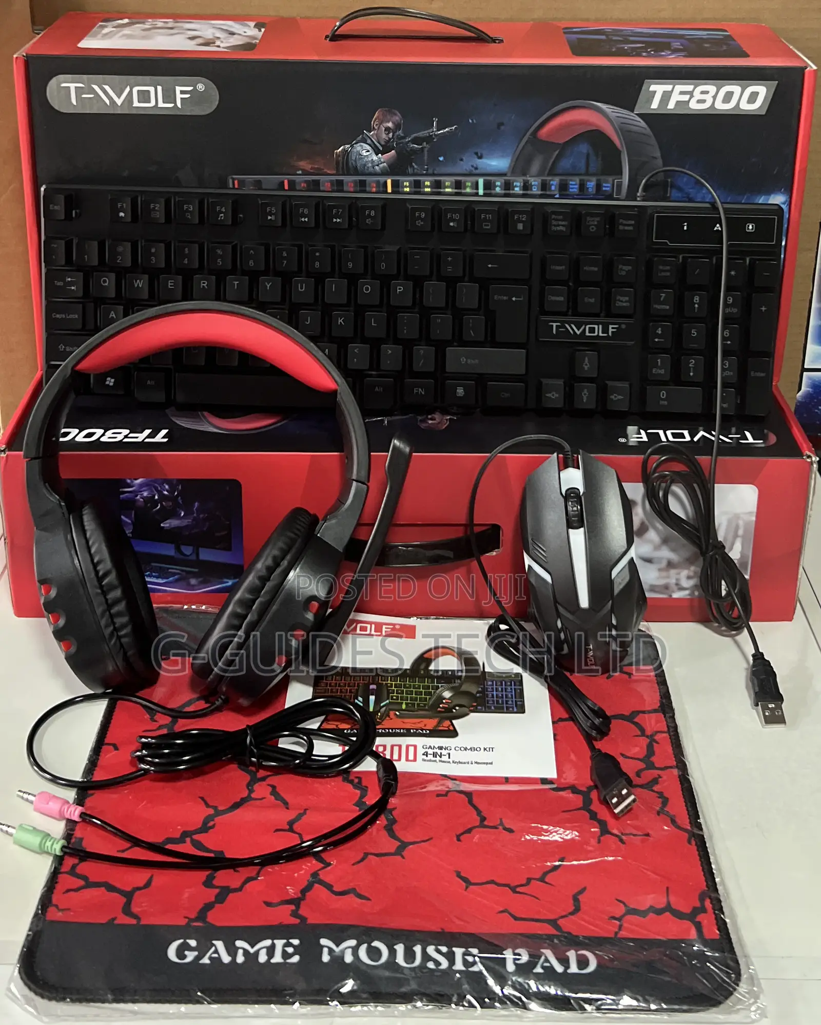 T-Wolf Tf800 4-in-1 Gaming Combo Keyboard/ Mouse/ Headset/ Mouse Pad in ...