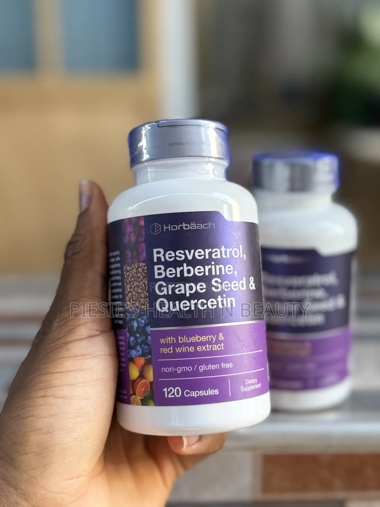 Horbaach Resveratrol, Berberine, Grape Seed Quercetin, 120 Capsules in ...