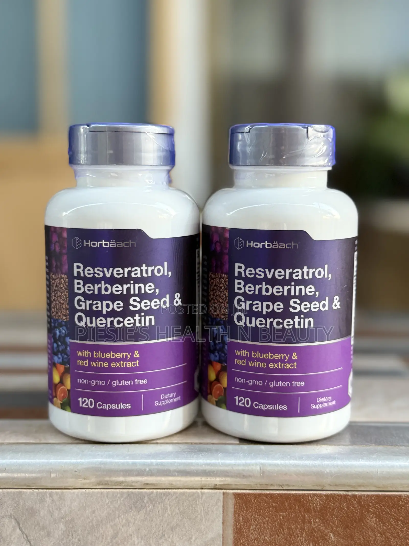 Horbaach Resveratrol, Berberine, Grape Seed Quercetin, 120 Capsules in ...