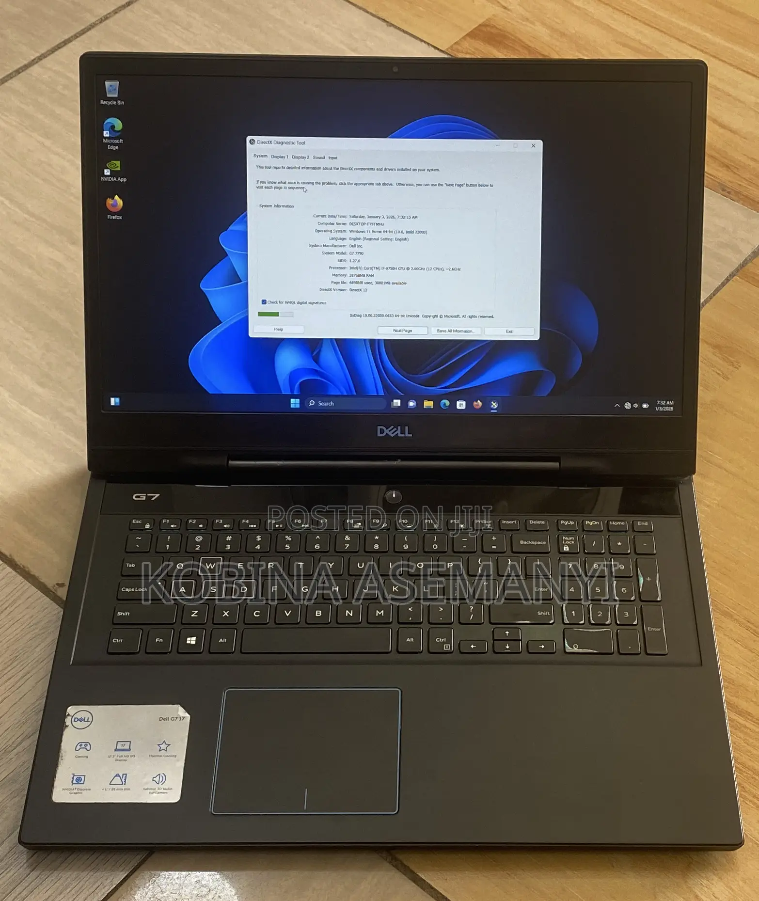 Laptop Dell G7 17 7000 32GB Intel Core I7 SSD 1T in Circle - Laptops ...