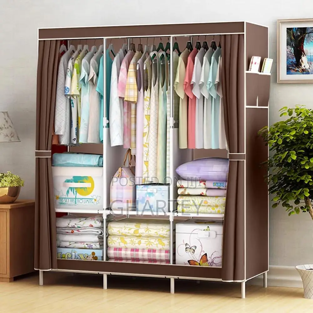 Foldable 3 Column Material Wardrobe - Brown in Lapaz - Storage ...