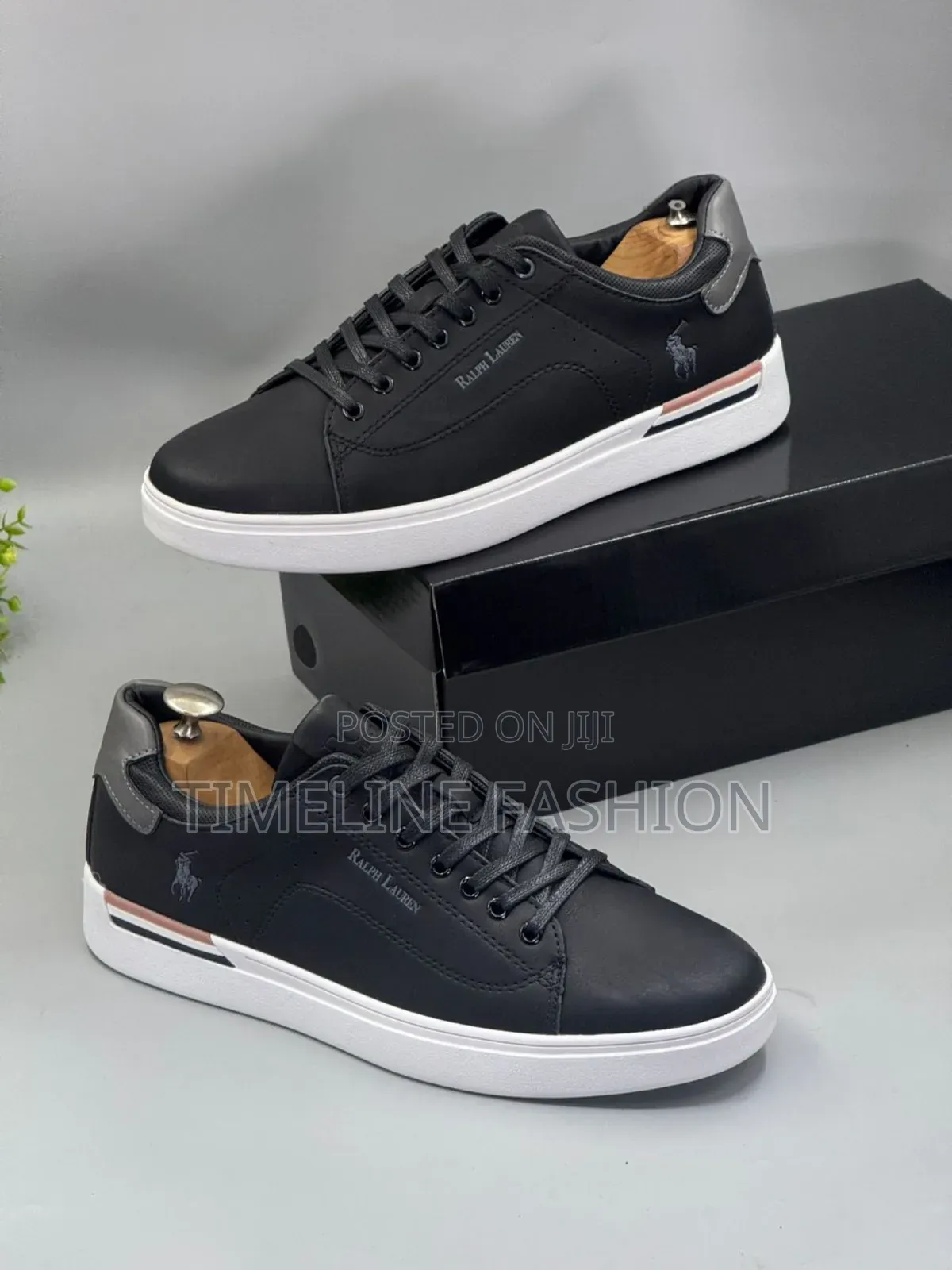 Polo Ralph Lauren Leather Canvas Sneakers Black and White in Accra ...