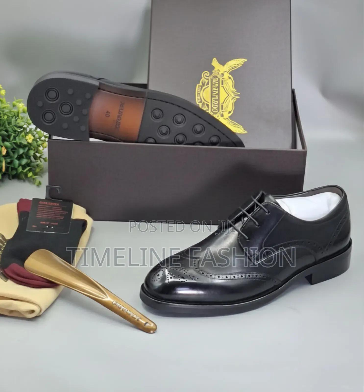 Flap Lace Up Black Leather Men's Brogues Shoes in Accra Metropolitan ...