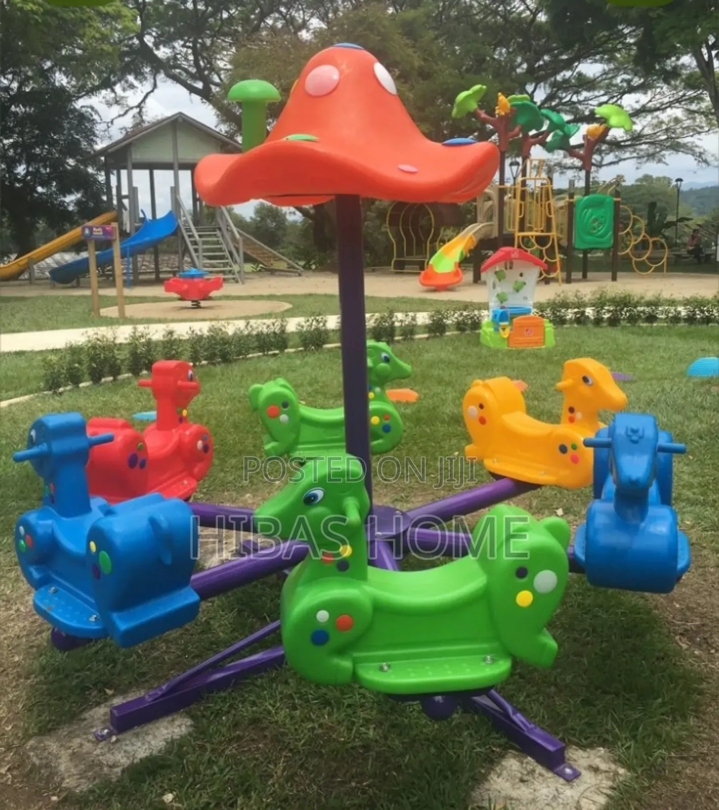 6 Seater Mushroom Stand Merry Go Round in Dome - Playground Equipment ...