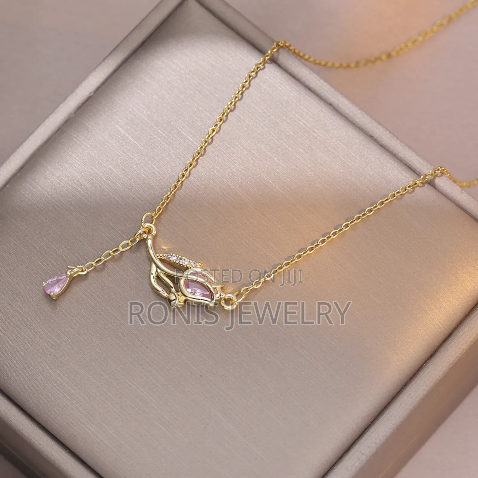 Pink Gem Drop Flower Necklace in Odorkor - Jewelry, Builsah Veronica ...