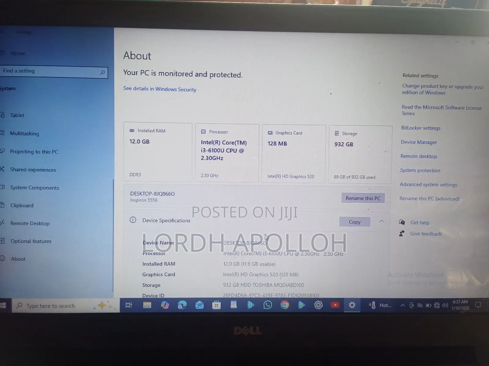 Laptop Dell Inspiron 5559 12GB Intel Core I3 HDD 1T in Accra ...