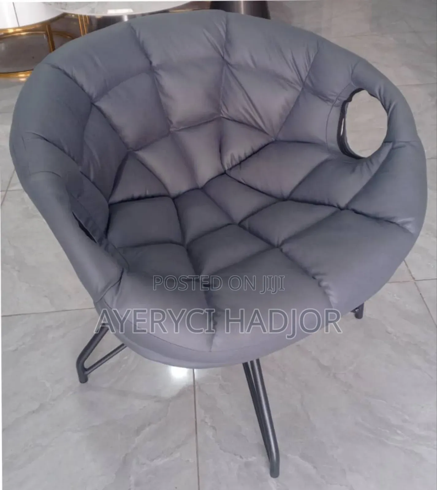 Modern Gray Velvet Dining / Lounge Chair With Metal Legs in North ...