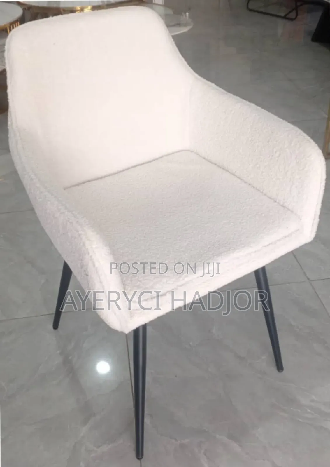 Modern White Boucle' Fabric Dining Chair With Tampered Legs in North ...