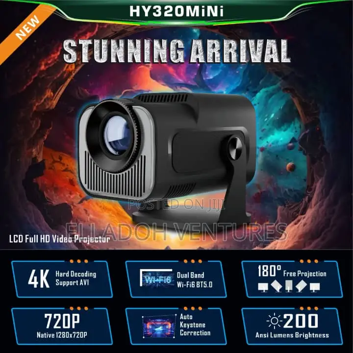 Hy320 Mini Projector Tv Box + Projector Screen (Free Netflix Movies ...