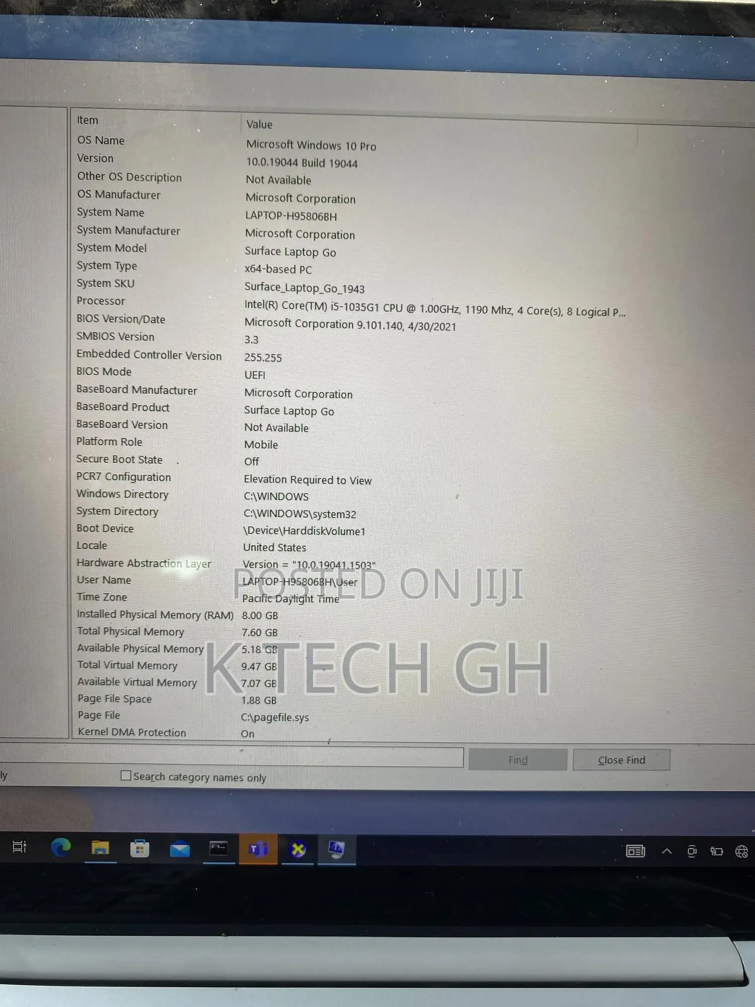 New Laptop Microsoft Surface Laptop Go 8GB Intel Core i5 SSD 128GB in ...