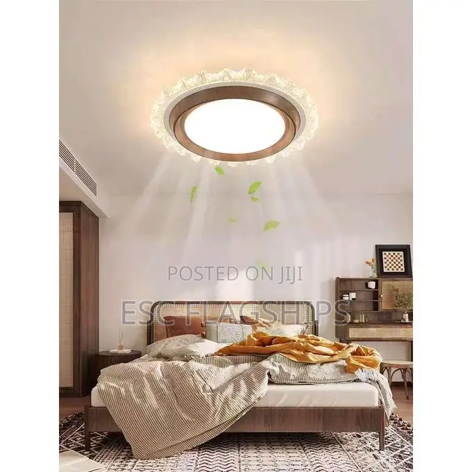 Bladeless Ceiling Fan Light + Remote Control - 60w -- Dark Wood in ...