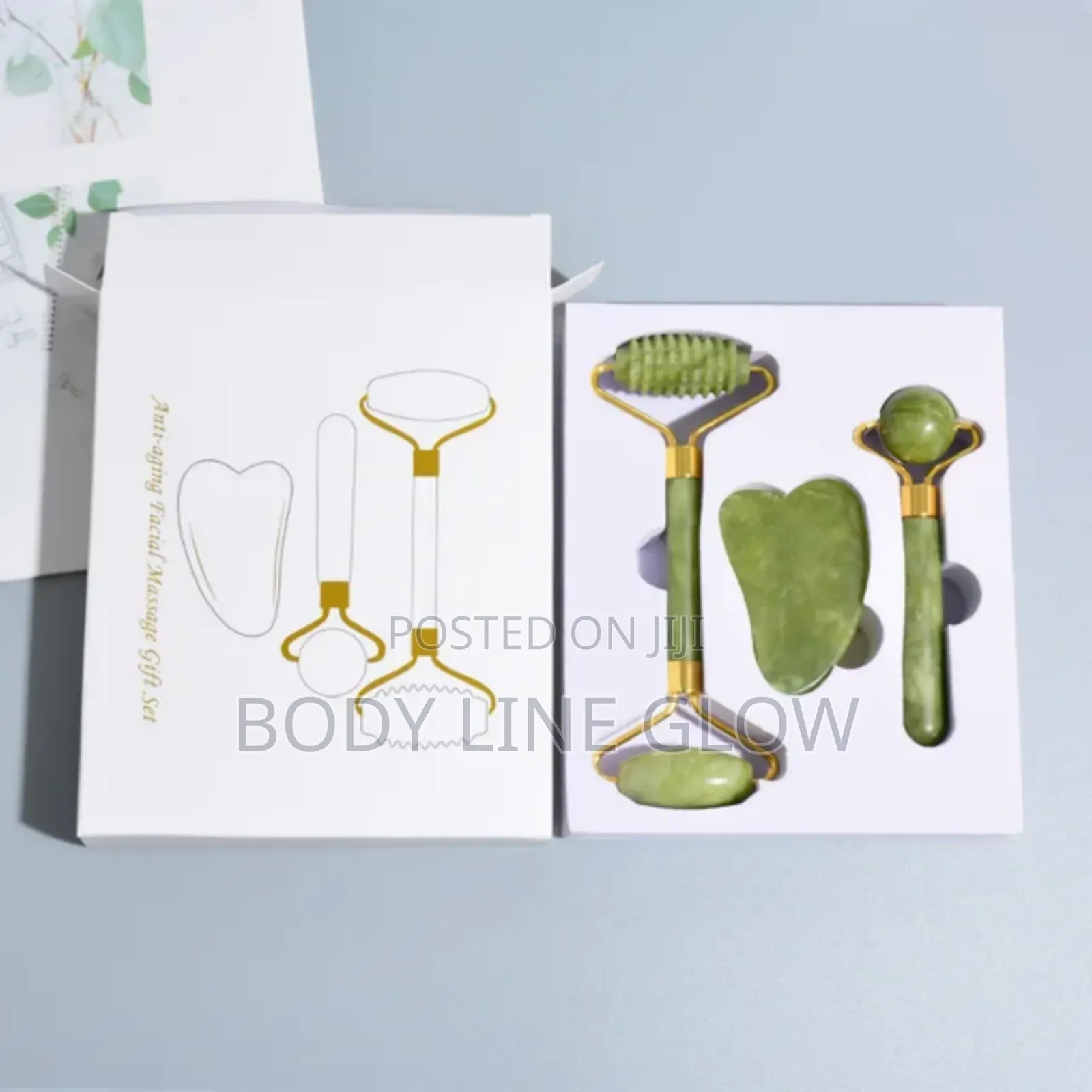 Anti-Aging Facial Massage Gift Set | 3-Piece Jade Facial Roller in ...