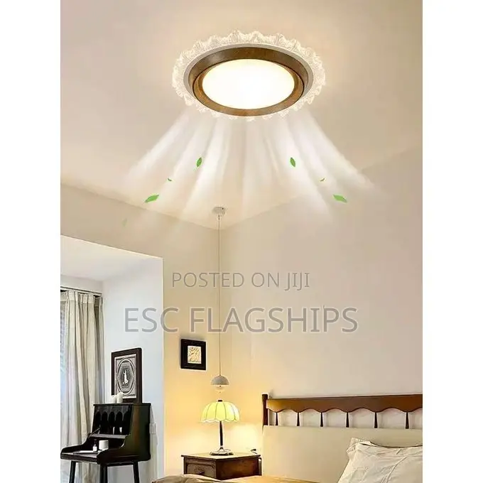 Bladeless Ceiling Fan Light + Remote Control - 60w -- Dark Wood in ...