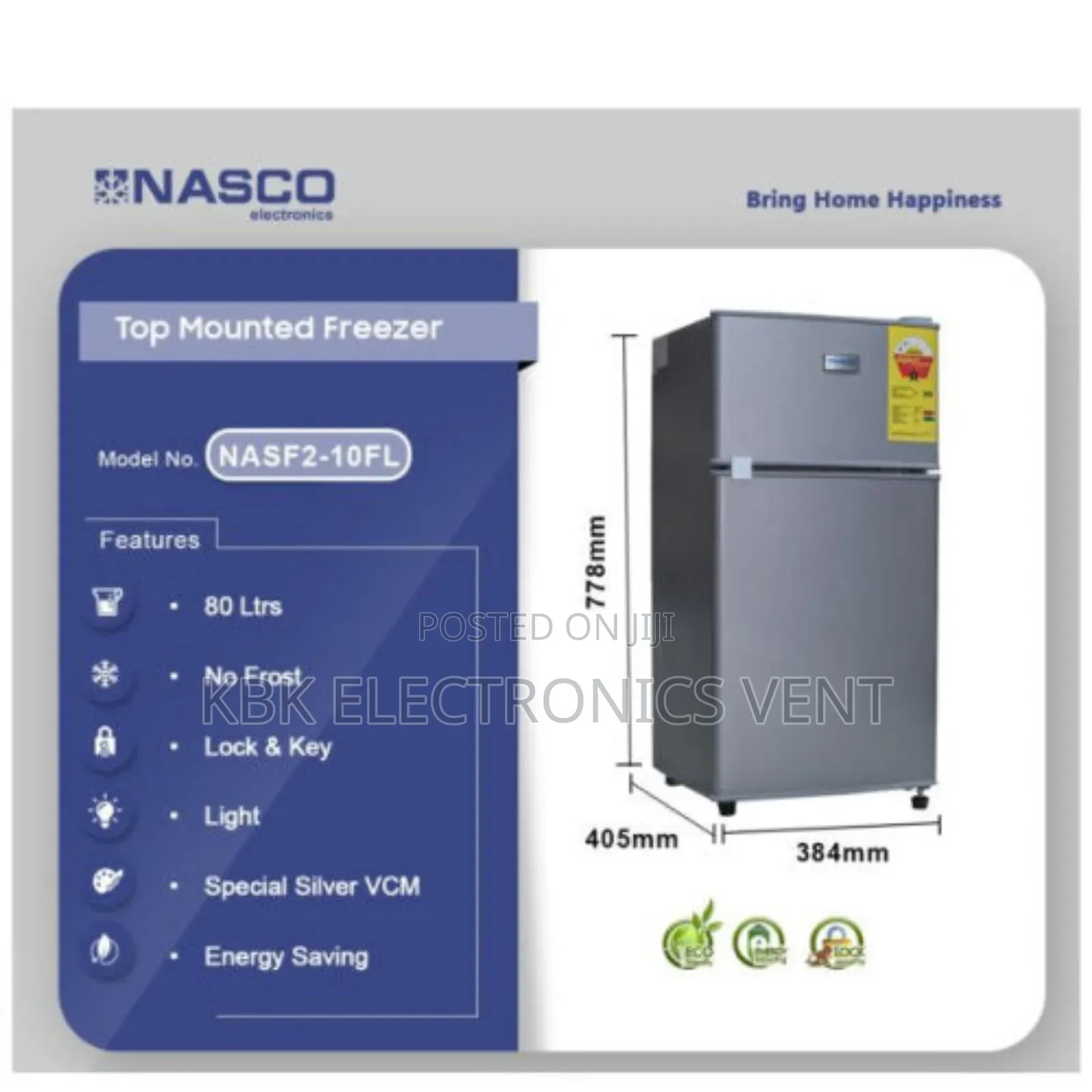 Nasco 80liter Nas210fl Double Door Fridge Bottom Freezer in Achimota ...