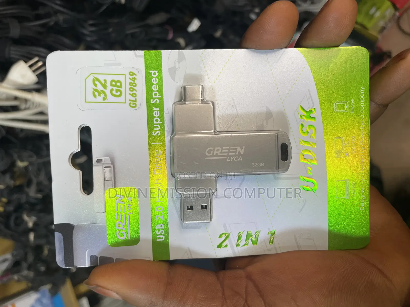 Green Lyca Usb 2.0 Flash Drive, 32gig.2 in 1 Type C and Usb Meter. in ...