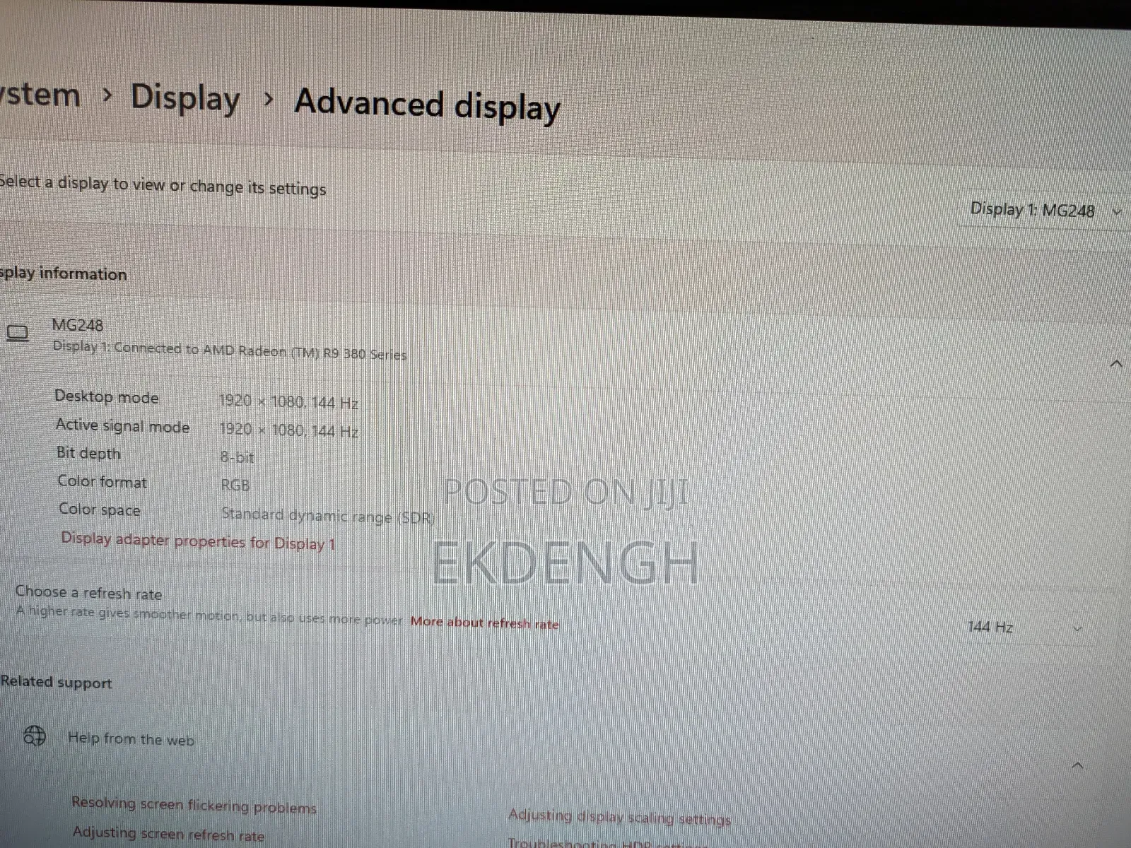 Asus Mg248q 24" 144hz 1080p Monitor in Tema Metropolitan - Computer ...