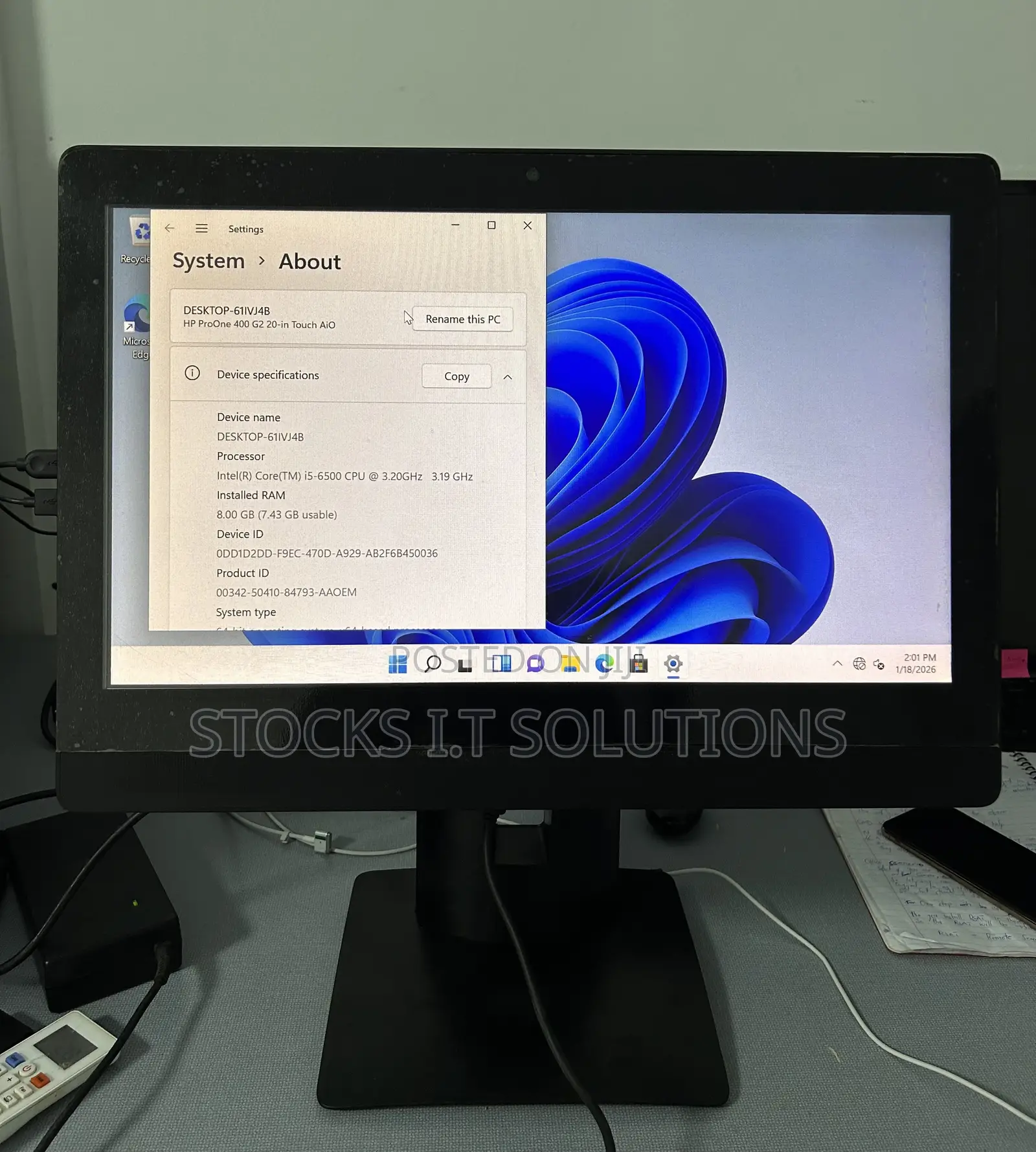 Desktop Computer HP ProOne 400 8GB Intel Core I5 HDD+SSD 500GB in ...