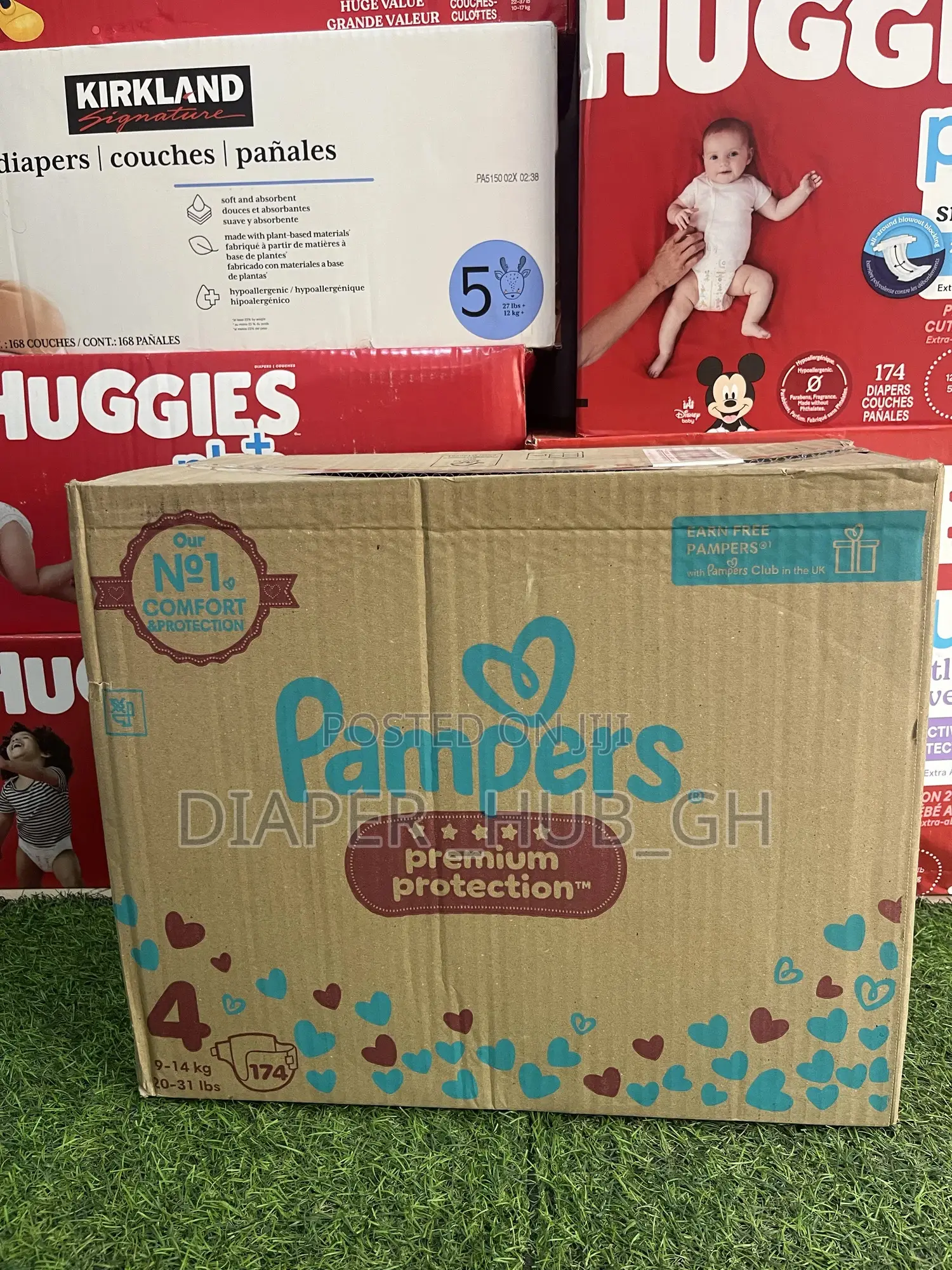 Pampers Premium Protection Size 4, 174 Nappies, 9kg-14kg, Monthly Pack ...