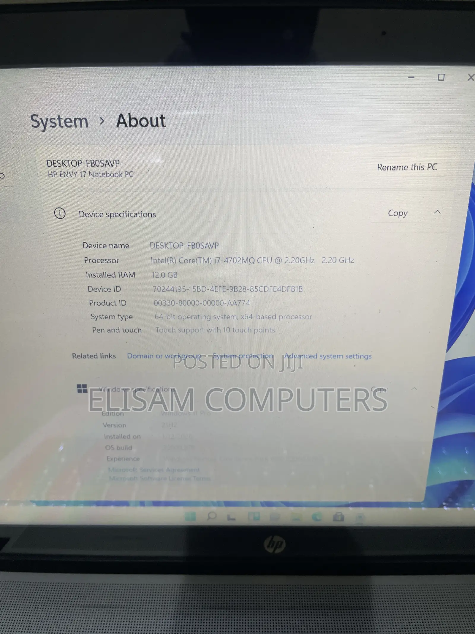 Laptop HP Envy 17 12GB Intel Core i7 SSD 256GB in Kumasi Metropolitan ...