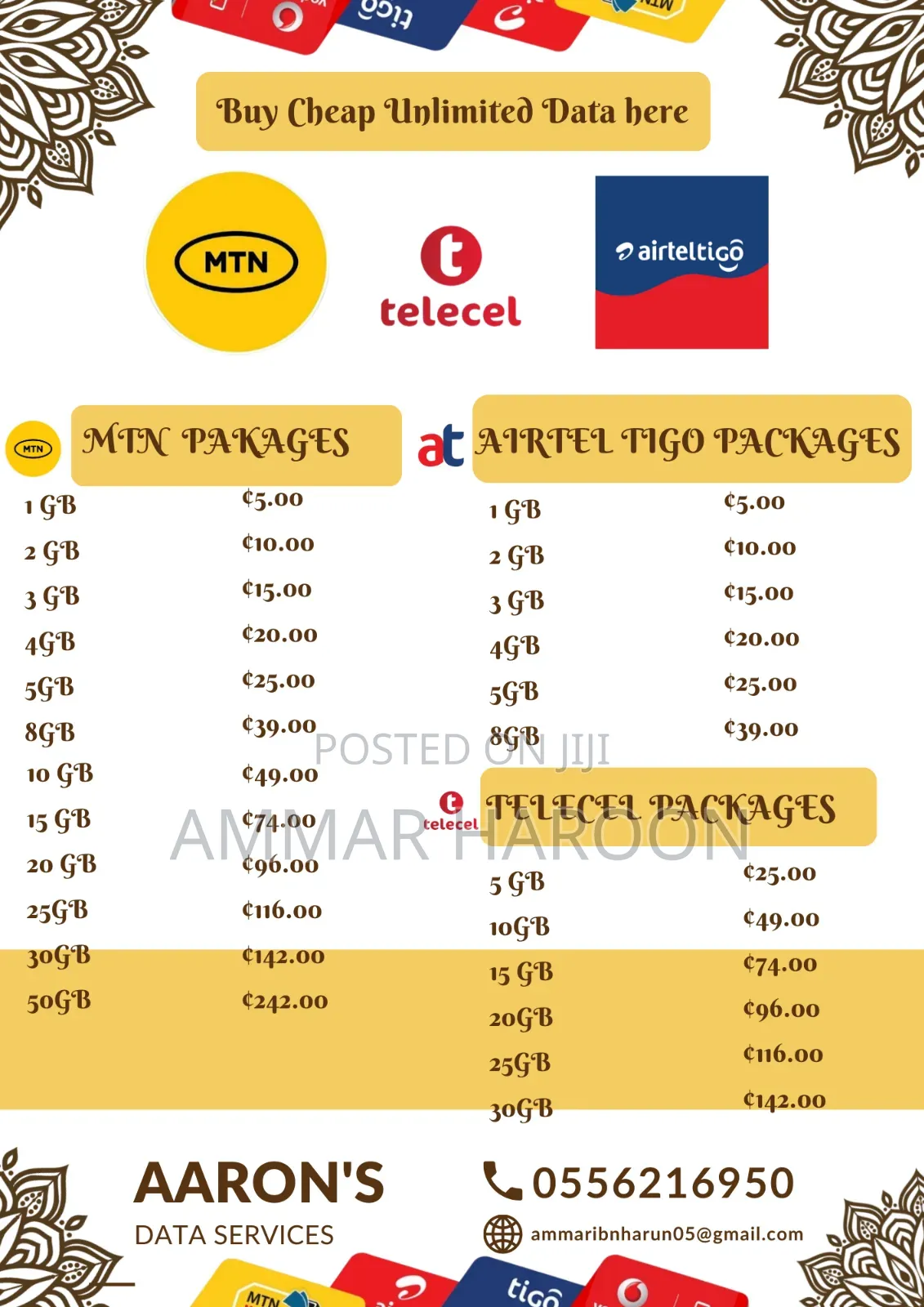 Cheap Unlimited Data Available in All Networks. Mtn,Telecel Airteltigo ...