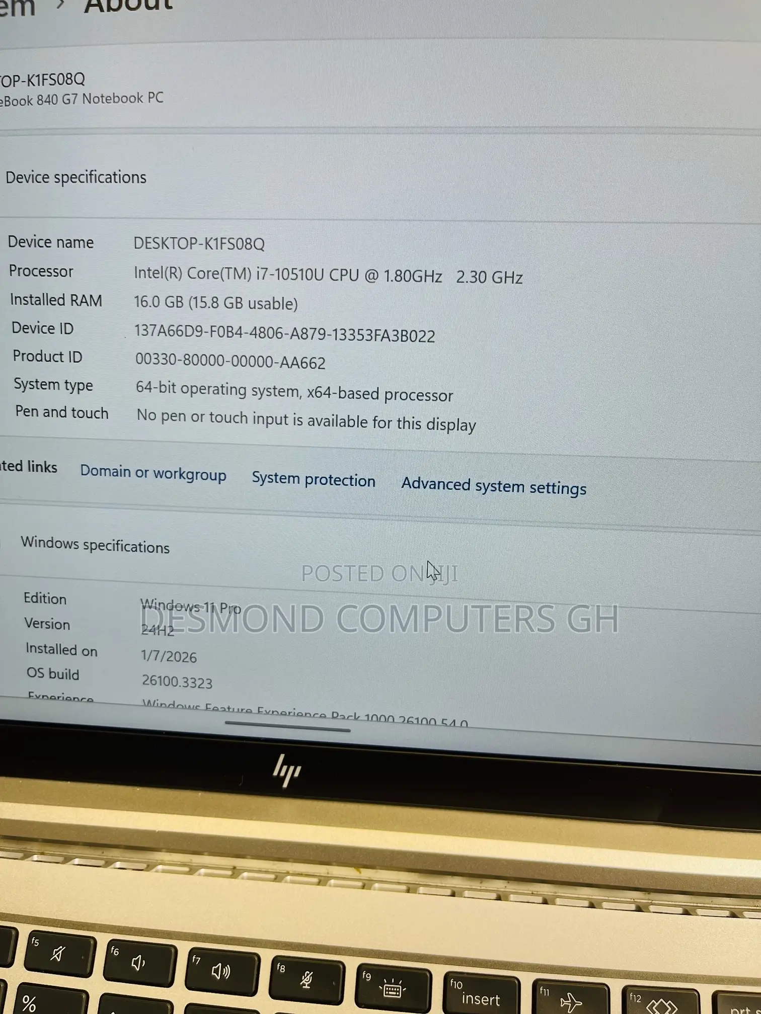 Laptop HP EliteBook 840 G7 16GB Intel Core i7 SSD 256GB in Kokomlemle ...