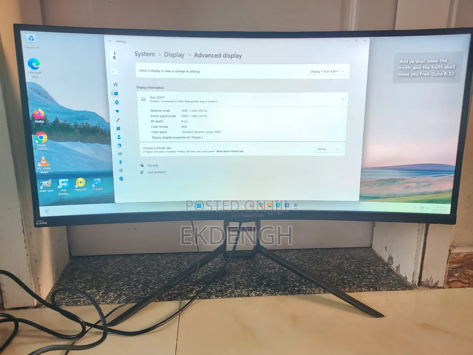 Acer Predator X34p Gaming Monitor 34" Curved Uw QHD Ips 120hz G-Sync in ...