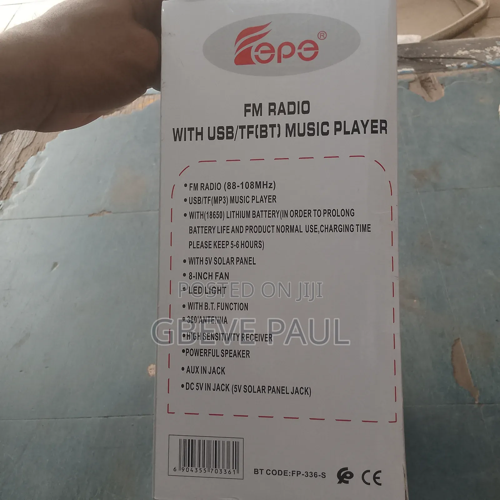 Zepe Fp-336-S Solar Rechargeable Fan With Bluetooth Fm Radio in South ...