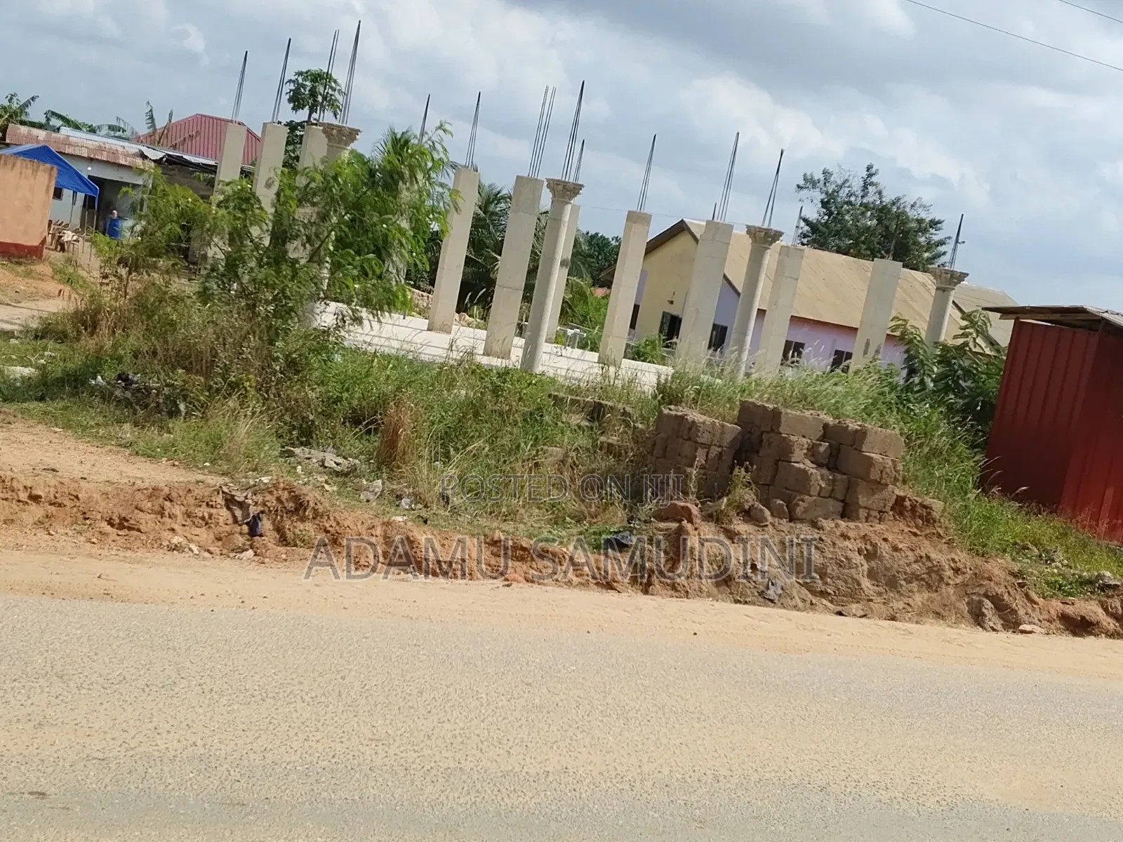 Road Side Land With 3shops Footen N Pillar Structures for Cool Price ...