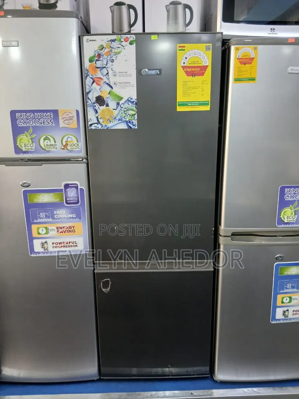 Dark Gray Colour Sigma Bottom Freezer 163l Double Door Fridge for Sale ...
