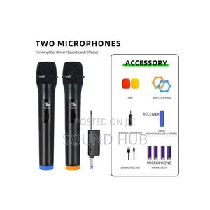 Wireless Microphone 2 Channels VHF Fixed Frequency Handheld - Sound Hub ...